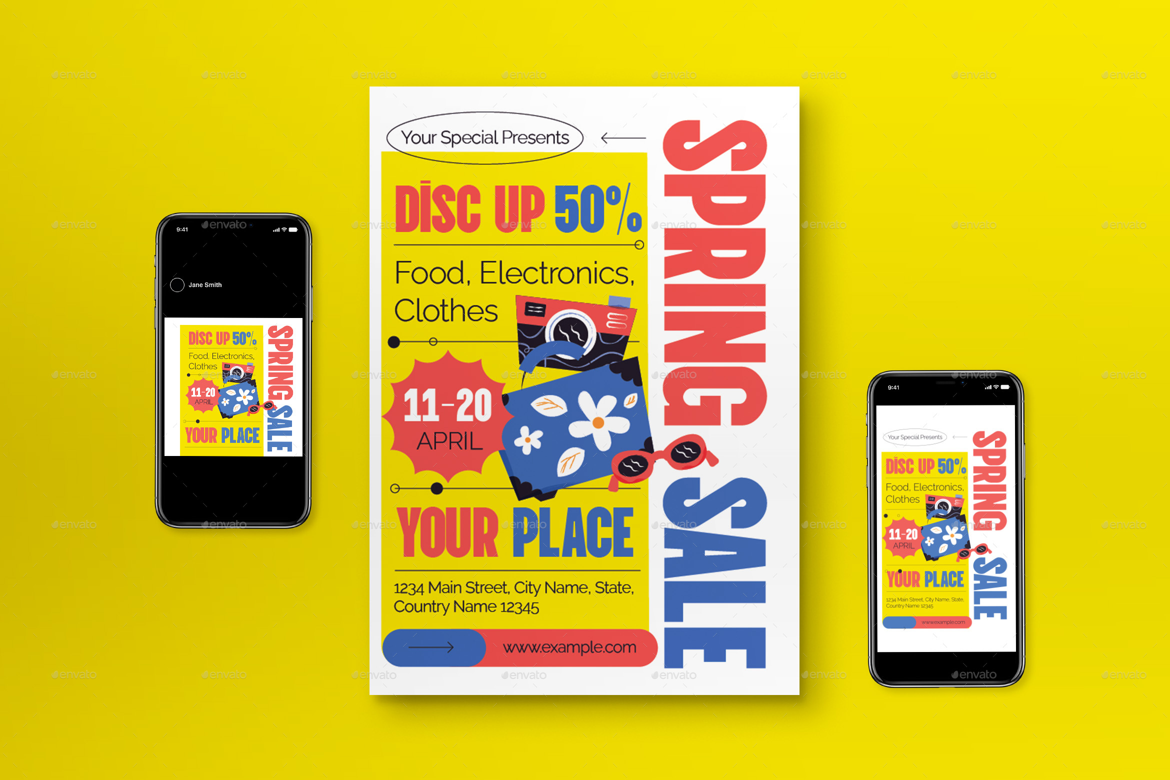 Colorful Flat Design Spring Sale Flyer Set, Print Templates | GraphicRiver