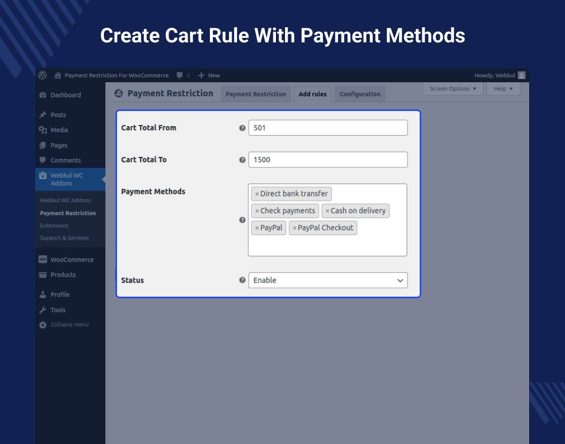Payment Method Restriction Plugin for WooCommerce by Webkul | CodeCanyon