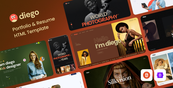 Diego - Creative Personal Portfolio & Resume HTML Template by Theme_Pure