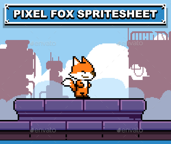 Pixel Fox Spritesheet, Game Assets | GraphicRiver