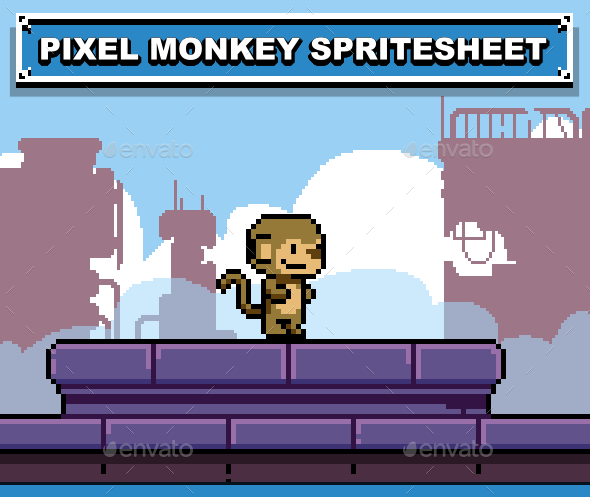 Pixel Monkey Spritesheet, Game Assets | GraphicRiver