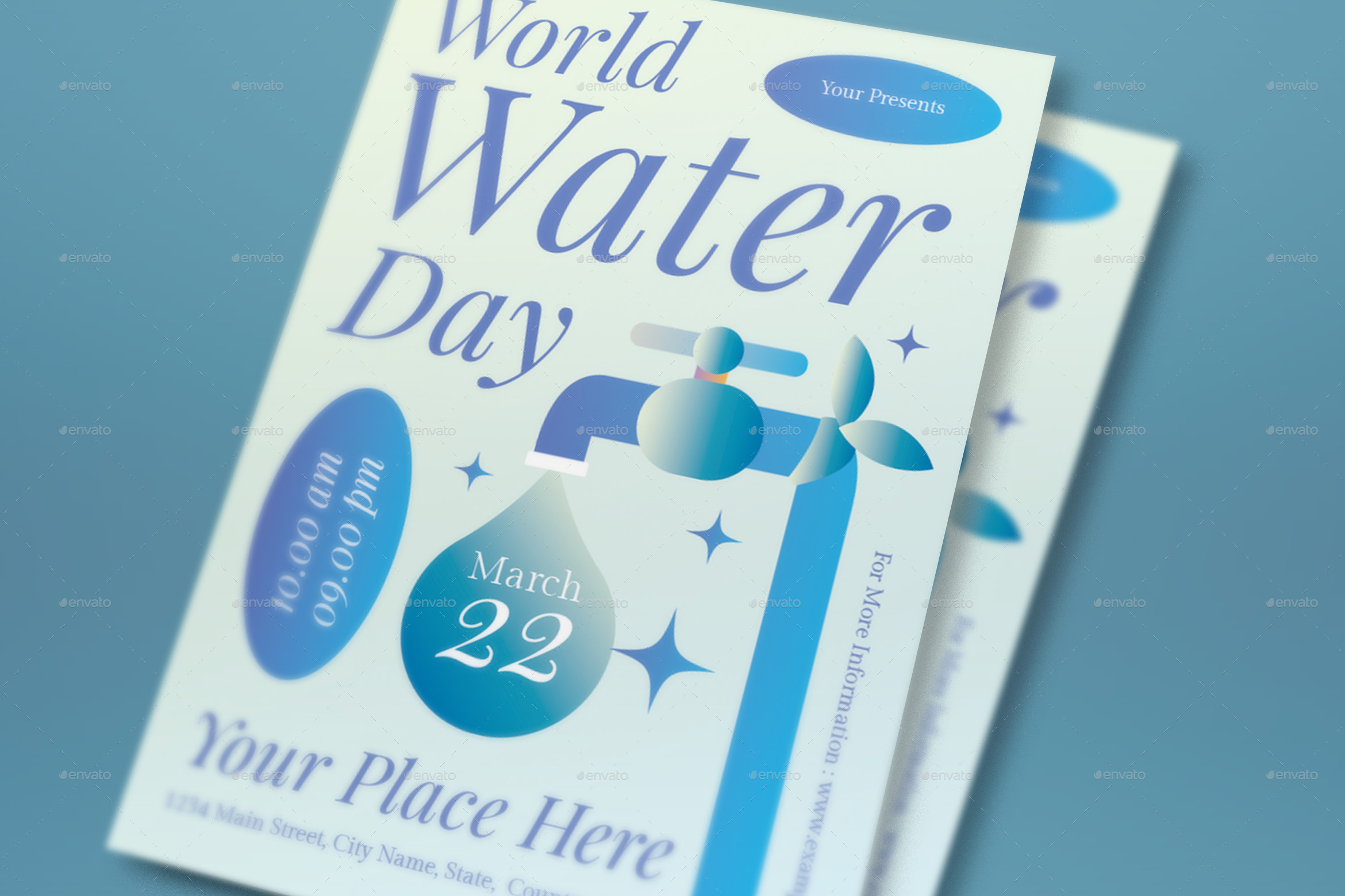 Blue Gradient World Water Day Flyer Set, Print Templates | GraphicRiver