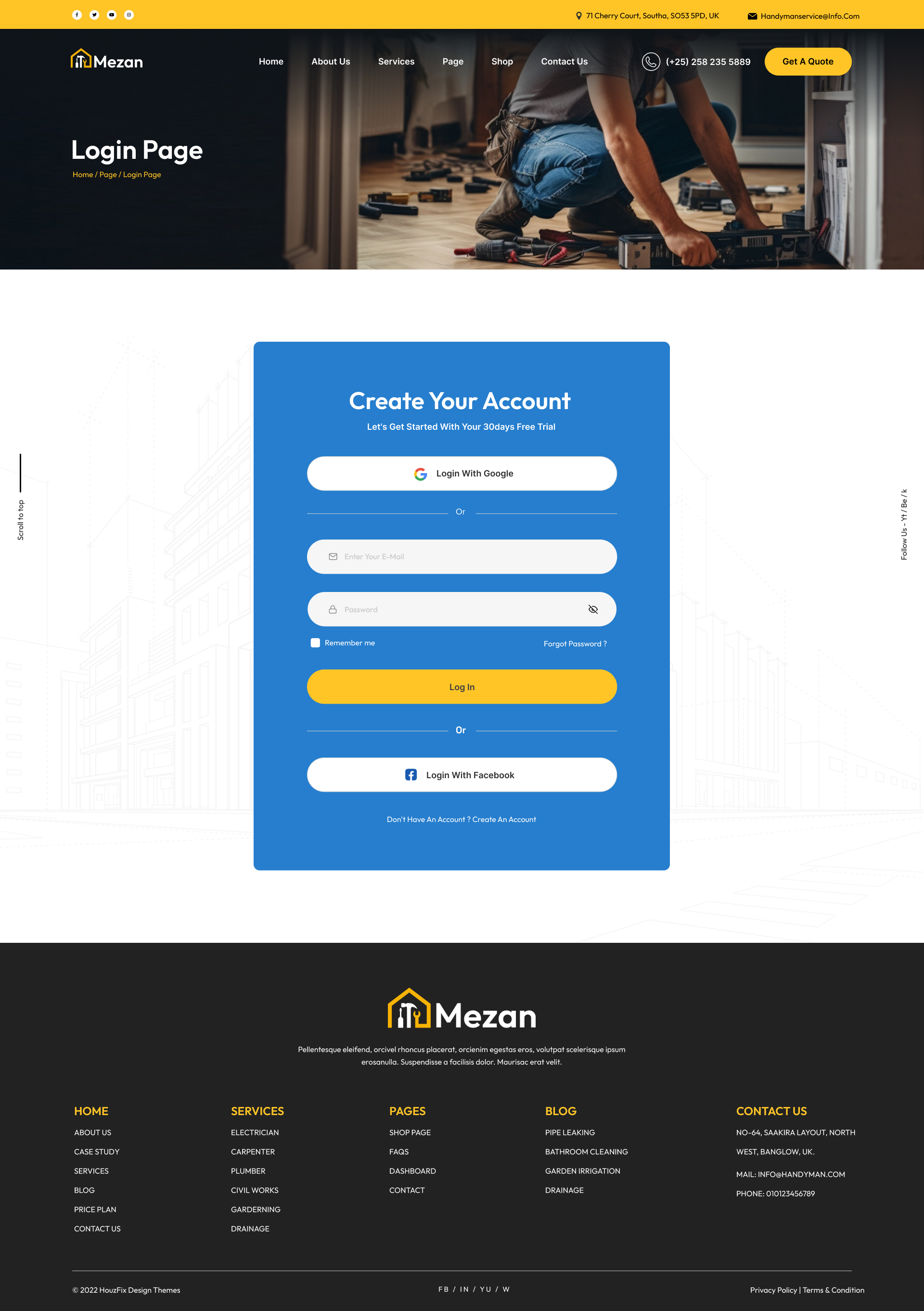 Mezon - Handyman, Plumber Maintenance & Repair Services Website Figma ...