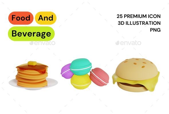 Food and Beverage 3D Icon, Graphics | GraphicRiver