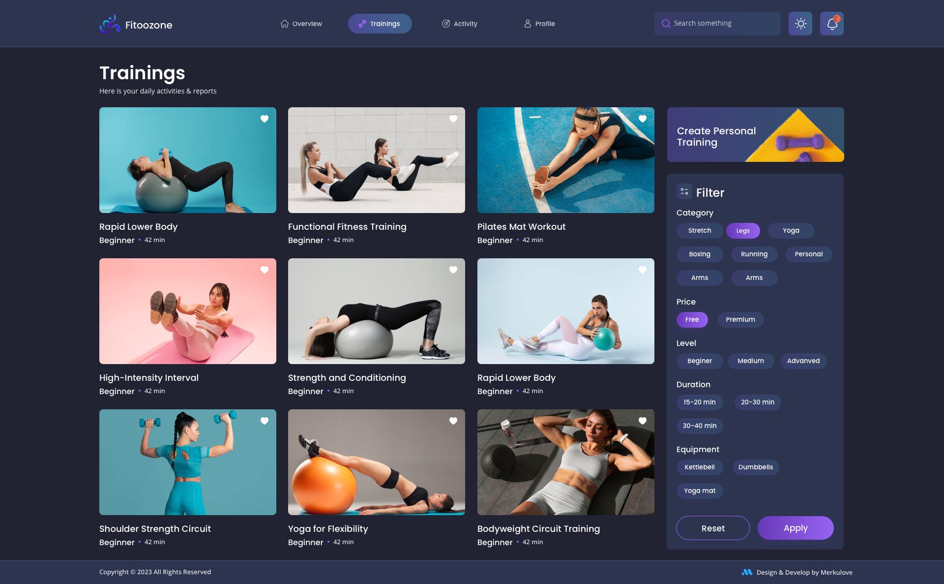 FitooZone – Fitness Dashboard UI Kit for Figma by merkulove | ThemeForest