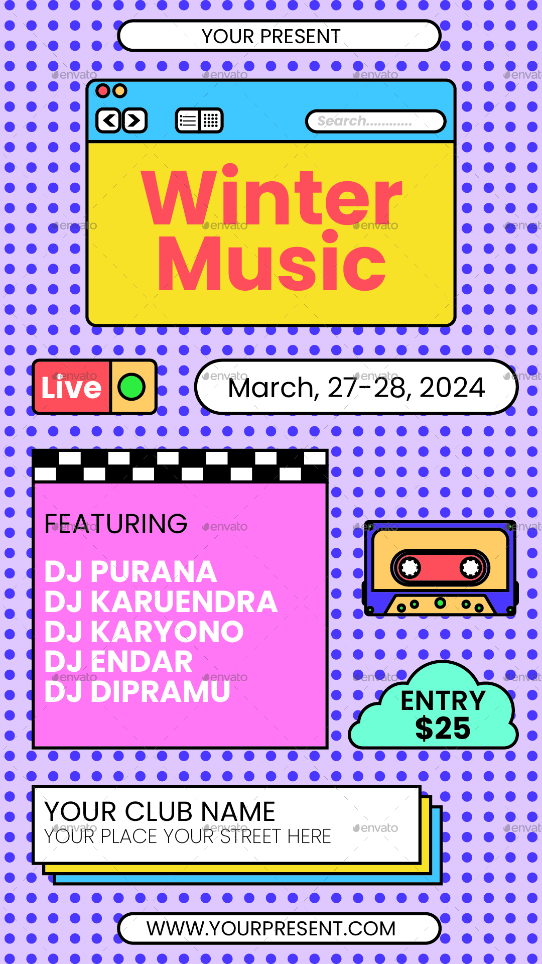 Winter Music Event Instagram, Web Elements | GraphicRiver