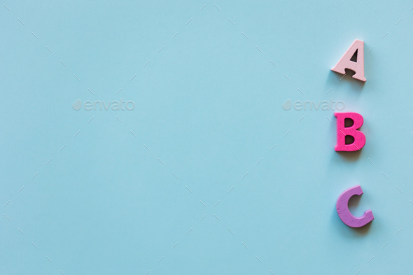 learn english language. letters abc on blue background. Stock Photo by ...
