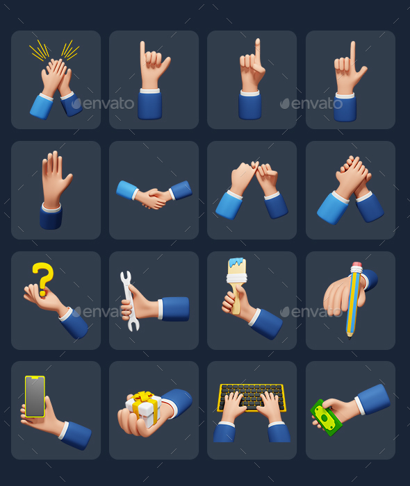 Hand gesture 3d illustration, Graphics | GraphicRiver