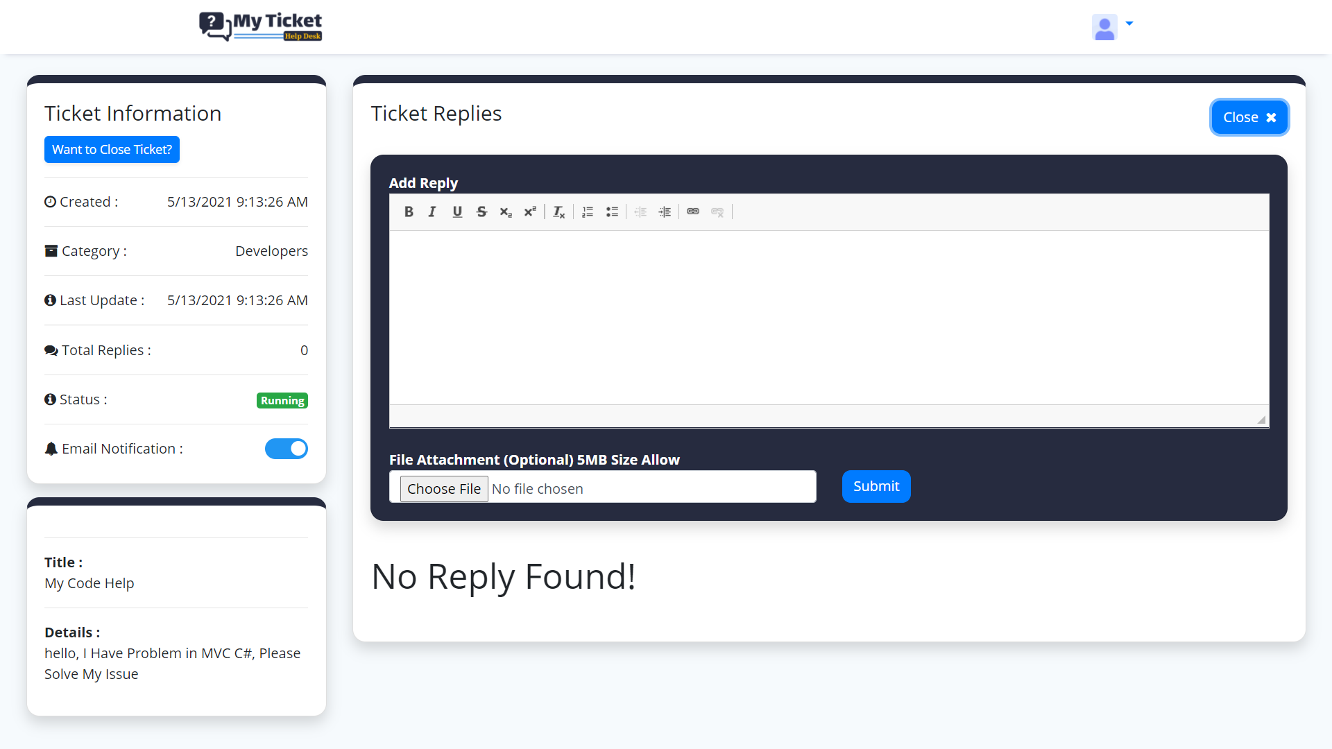 My Ticket HelpDesk Support System | Ticket System by gurujigyan ...
