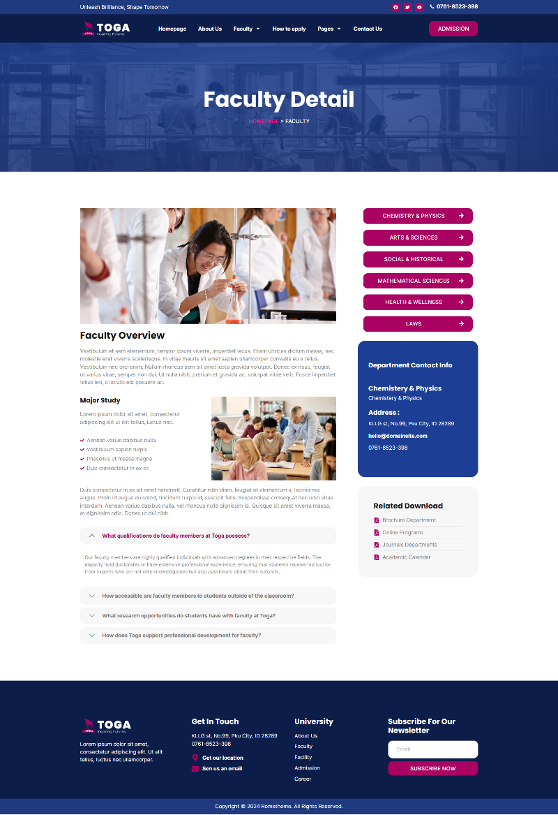 Toga - University & College Elementor Pro Template Kit by Rometheme