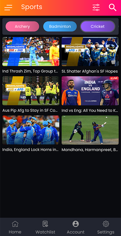 Video Streaming Android App (TV Shows, Movies, Sports, Videos Streaming ...