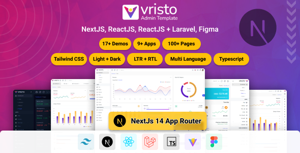 Vristo – Multipurpose Tailwind NextJS App Router, ReactJS Admin Template by sbthemes