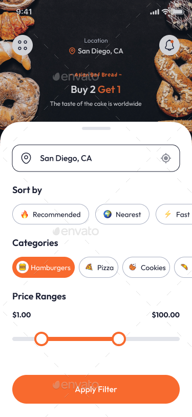 FoodCord | Figma Template - Food Delivery UI KIts App, Web Elements