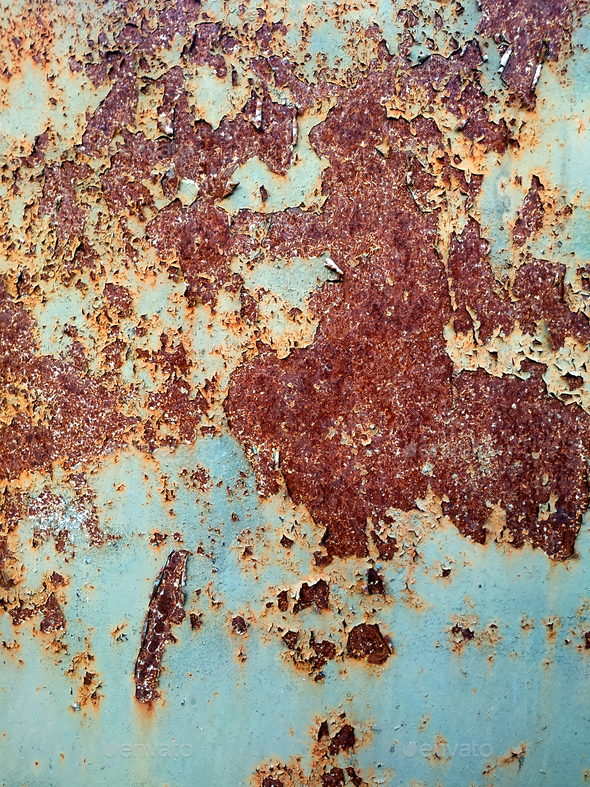 Rusty metal background with streaks of rust. Corroded metal background. Rust stains. Rusty ...