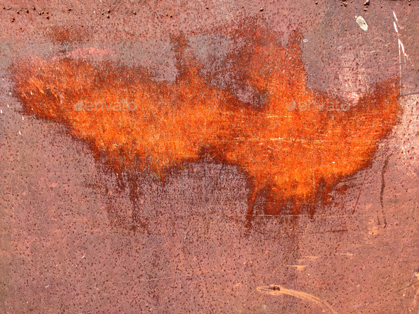 Rusty metal background with streaks of rust. Corroded metal background. Rust stains. Rusty ...
