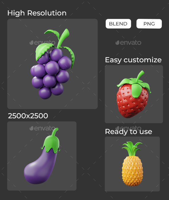 Fruits and vegetables 3d illustration, Graphics | GraphicRiver