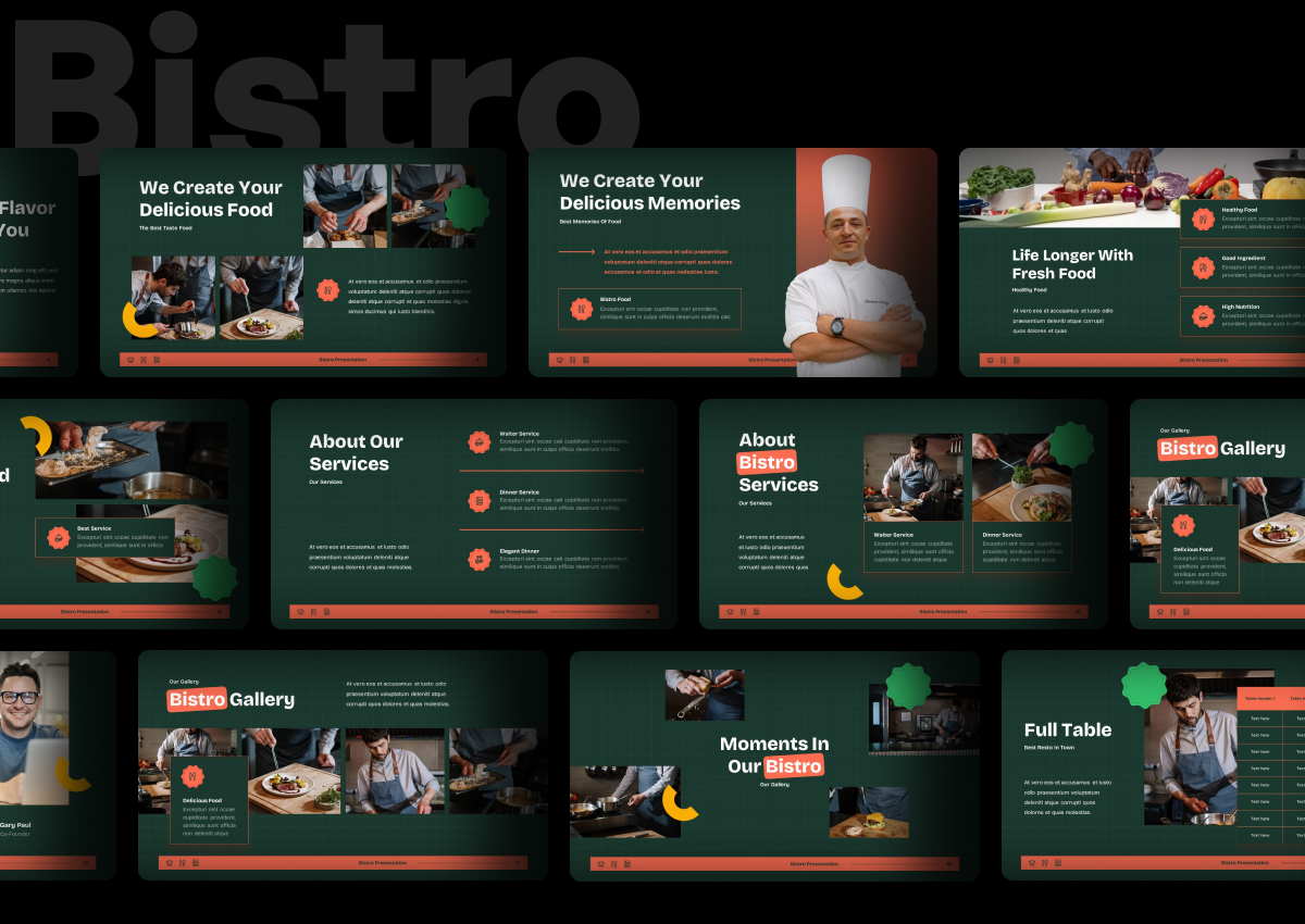Bistro - Restaurant Google Slides Presentation, Presentation Templates