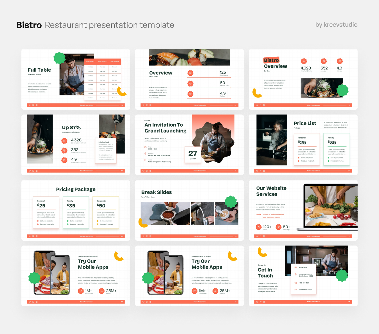 Bistro - Restaurant Google Slides Presentation, Presentation Templates