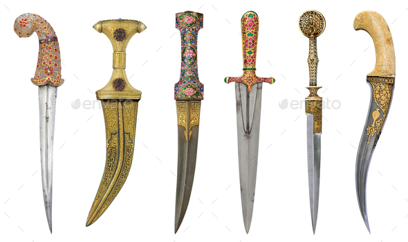 Ancient ornate dagger set isolated Stock Photo by Cebas | PhotoDune