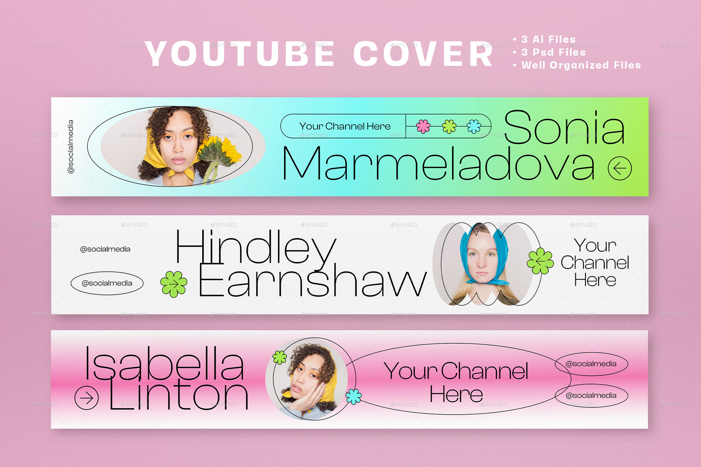 Colorful Gradient YouTube Banner, Web Elements | GraphicRiver