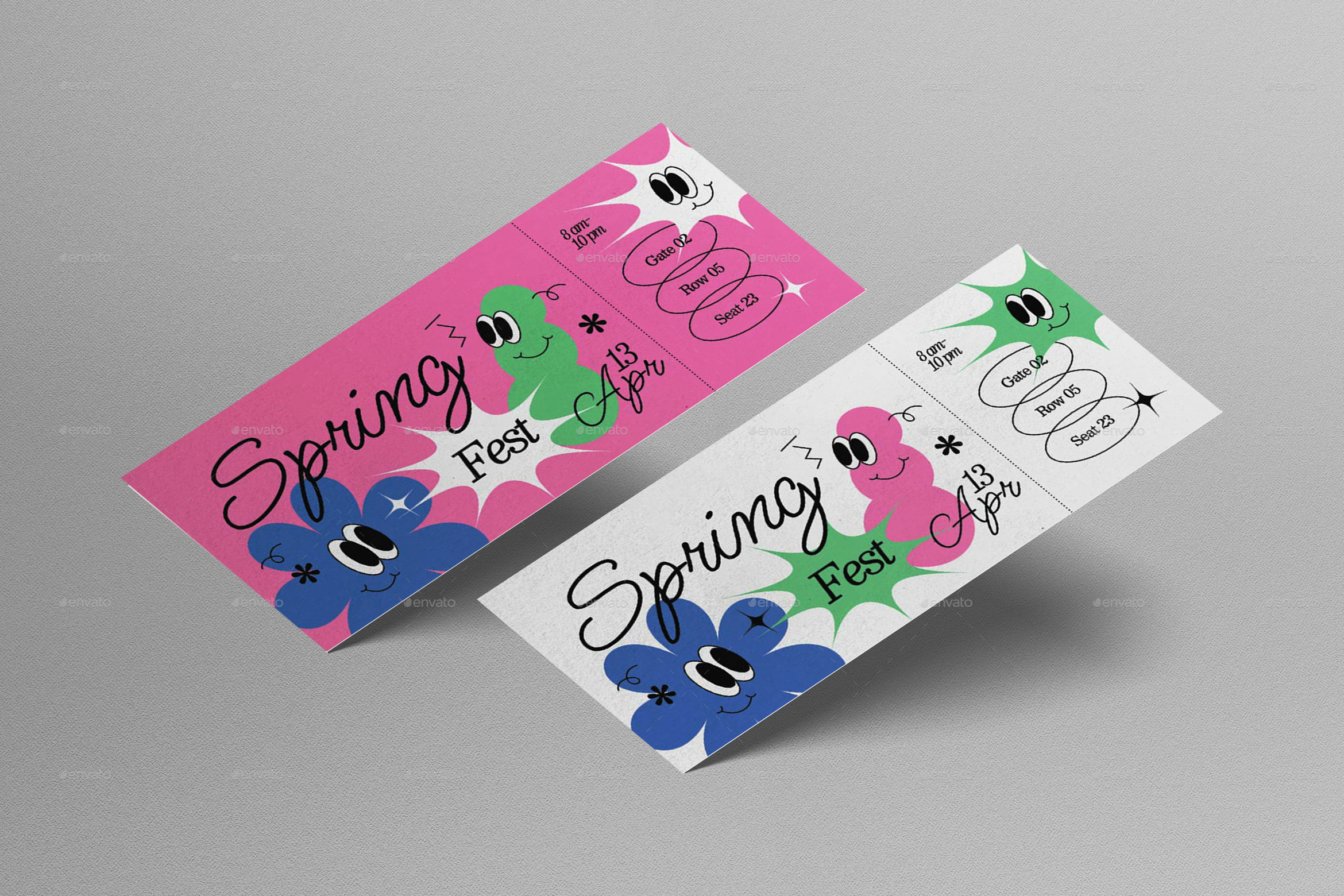 Pink Cartoon Spring Festival Ticket, Print Templates | GraphicRiver