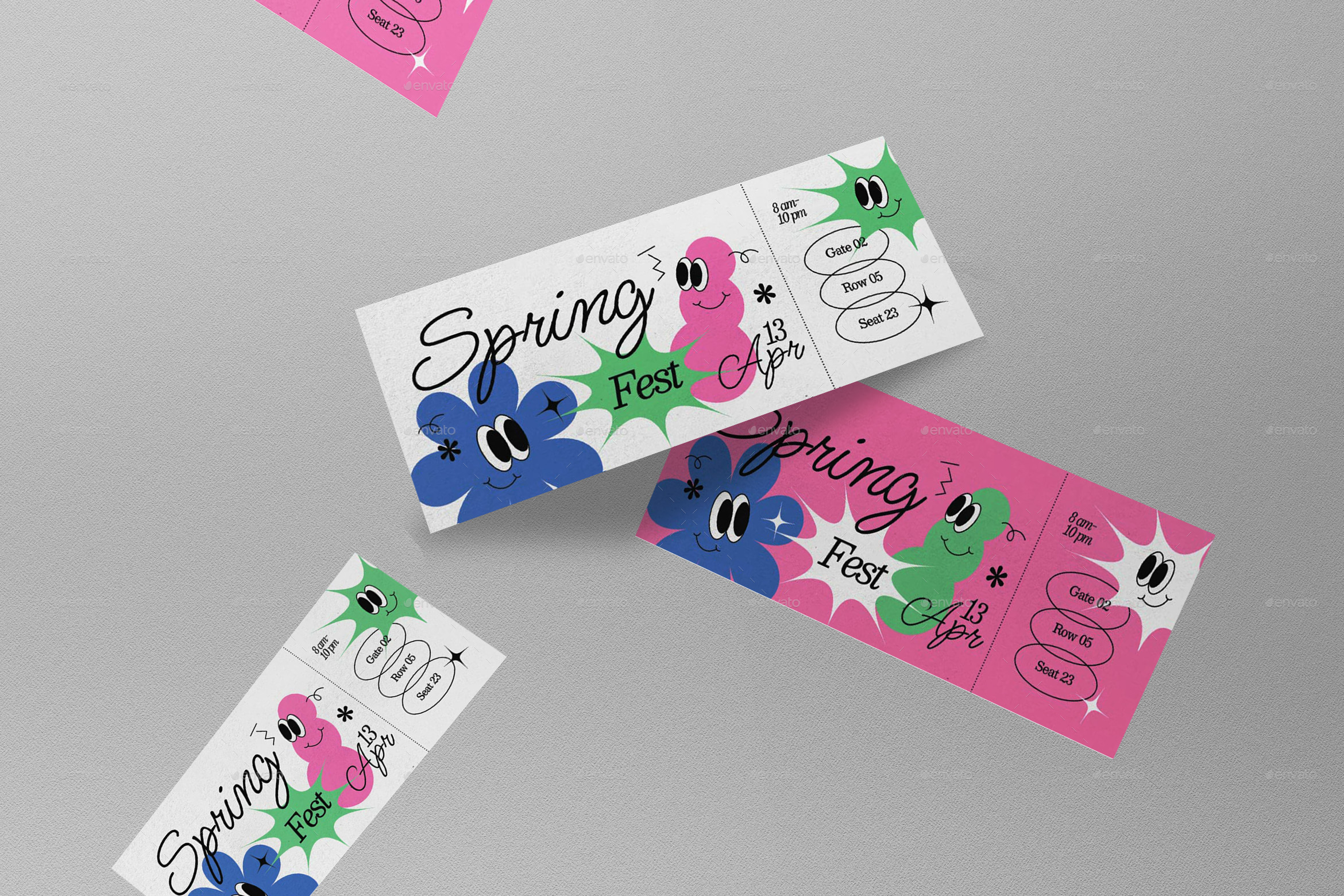 Pink Cartoon Spring Festival Ticket, Print Templates | GraphicRiver