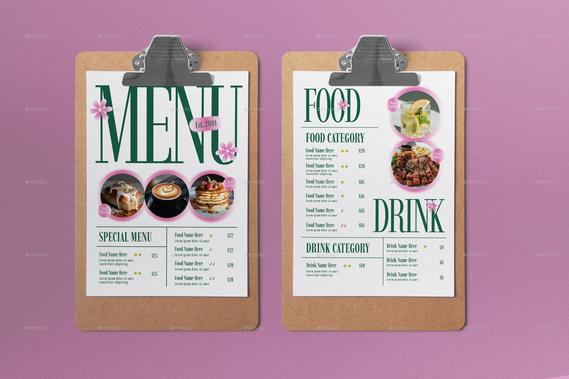 White Gradient Spring Food Menu, Print Templates | GraphicRiver