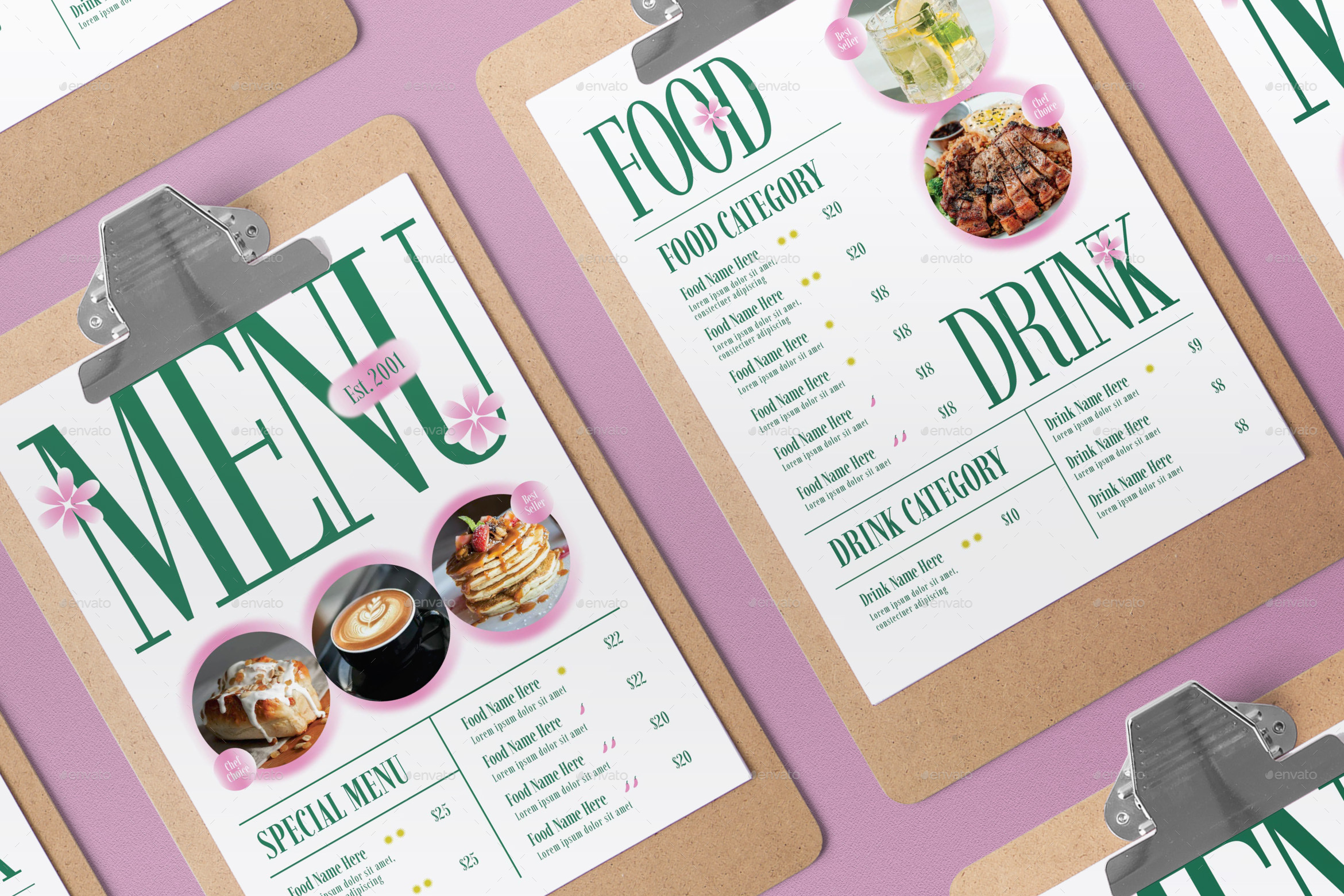 White Gradient Spring Food Menu, Print Templates | GraphicRiver