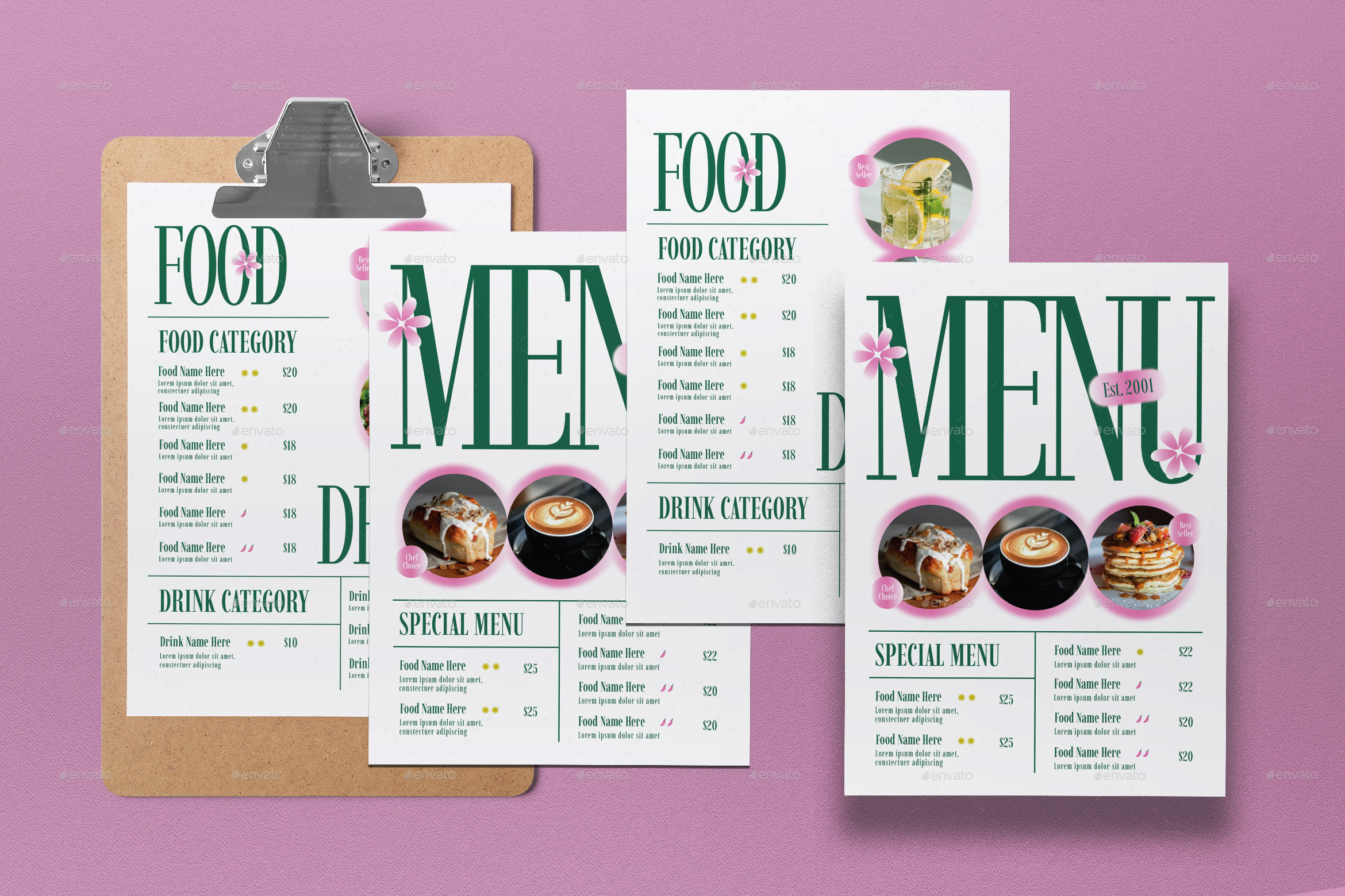 White Gradient Spring Food Menu, Print Templates | GraphicRiver