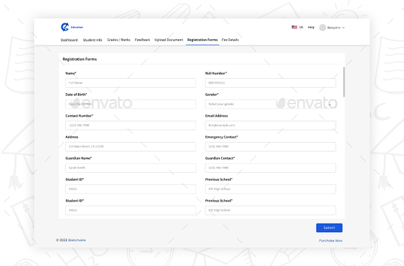 School Management website and Student Portal UI Kit, Web Elements ...