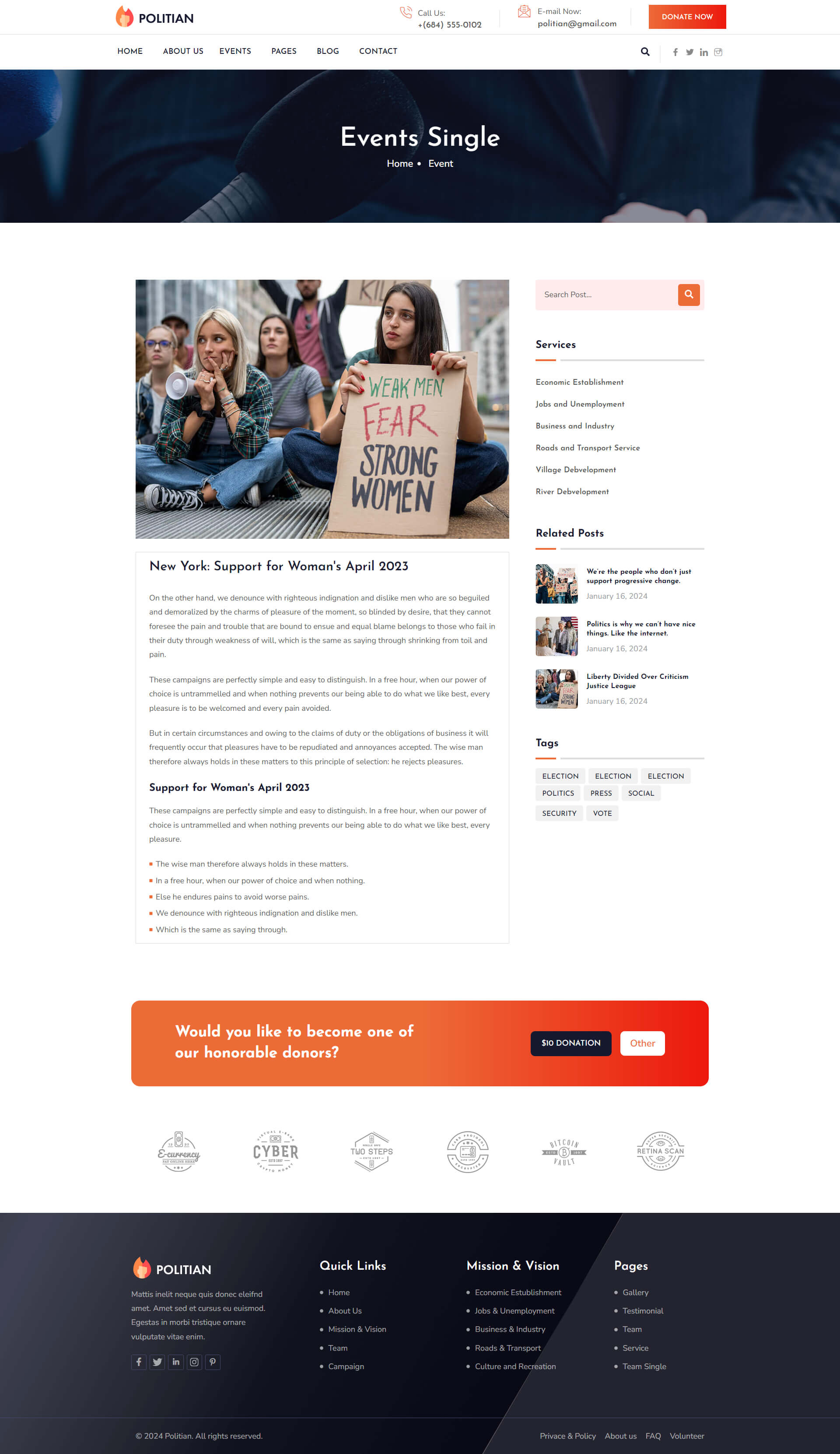 Politian – Political Campaign & Elections Elementor Template Kit by wpoceans