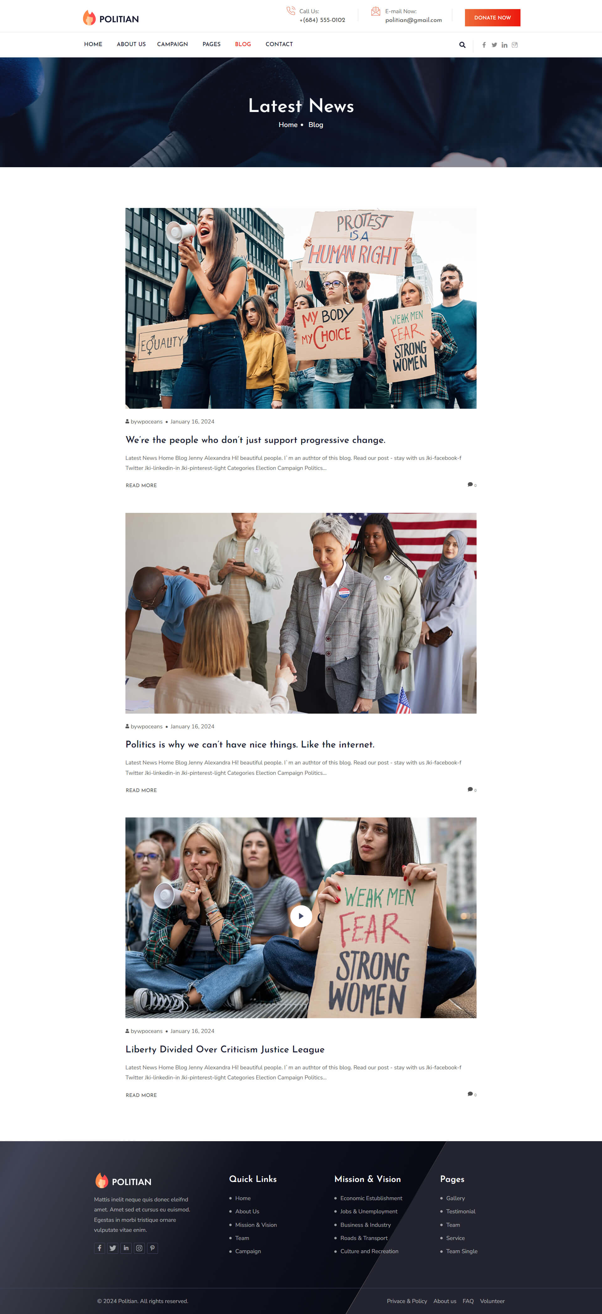 Politian – Political Campaign & Elections Elementor Template Kit by wpoceans