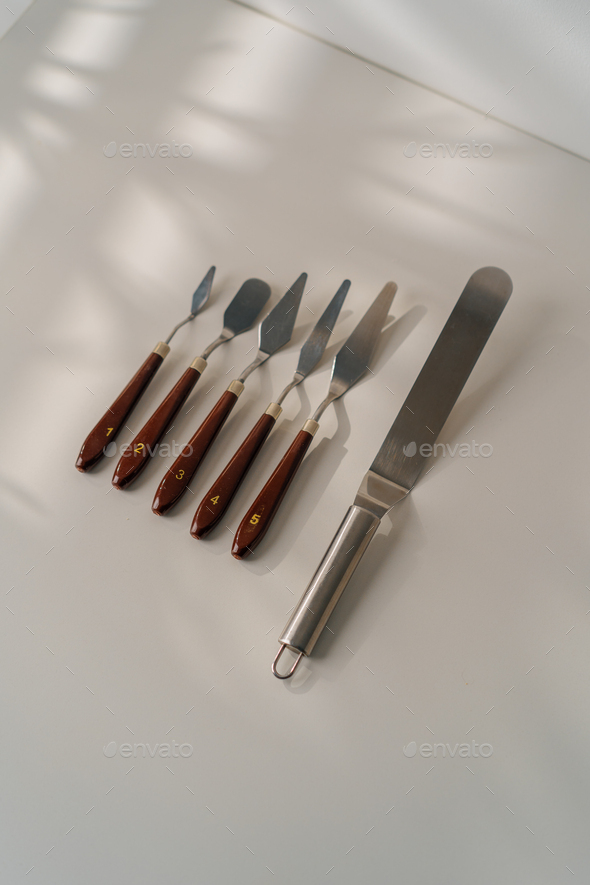 different types of pastry spatulas cooking utensils for cakes on the ...