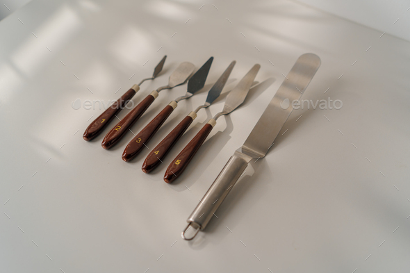 different types of pastry spatulas cooking utensils for cakes on the ...