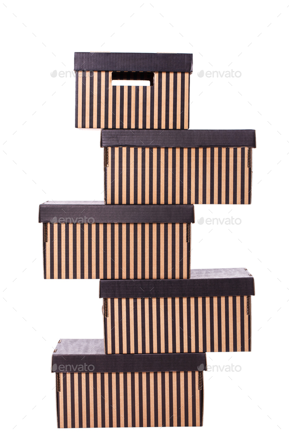 Striped boxes on a white background Stock Photo by Microstock_Growth