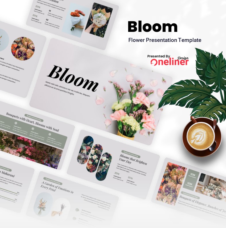Bloom - Minimalist Flower Plant Powerpoint Template, Presentation Templates