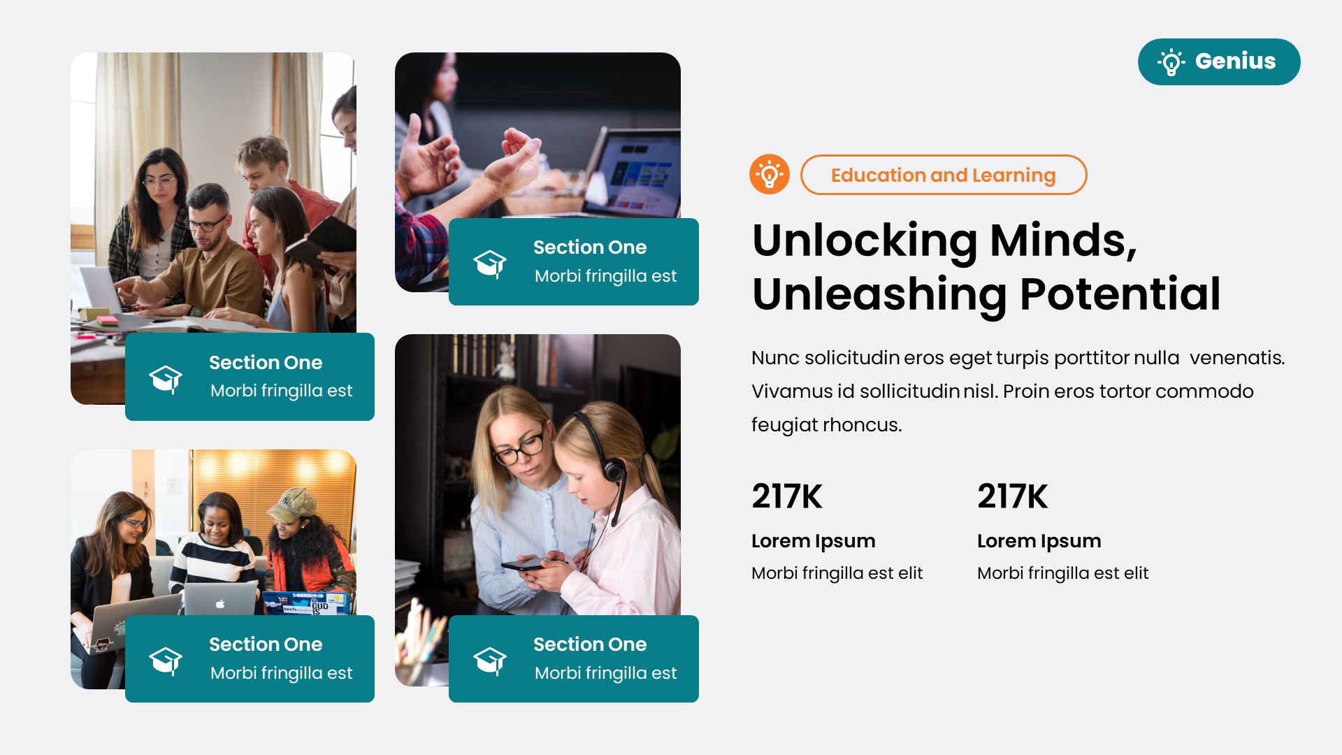 Genius - Education and Learning Powerpoint Template, Presentation Templates