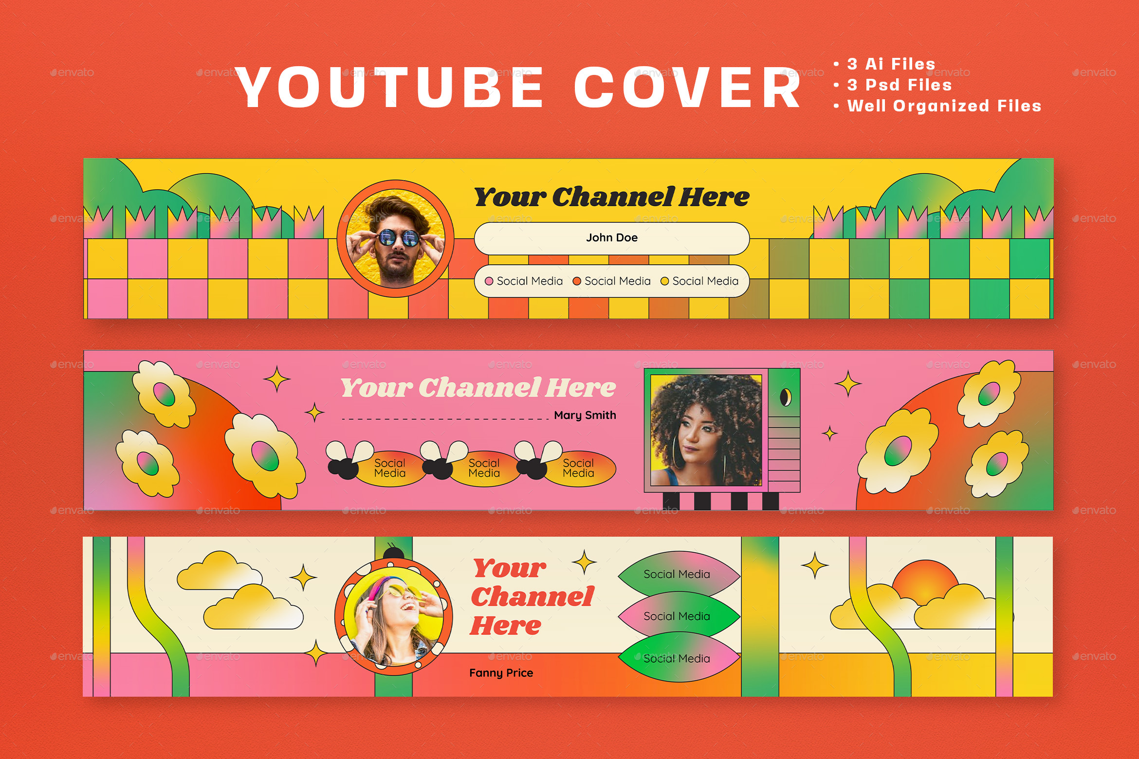 Colorful Pop Art YouTube Cover, Web Elements | GraphicRiver