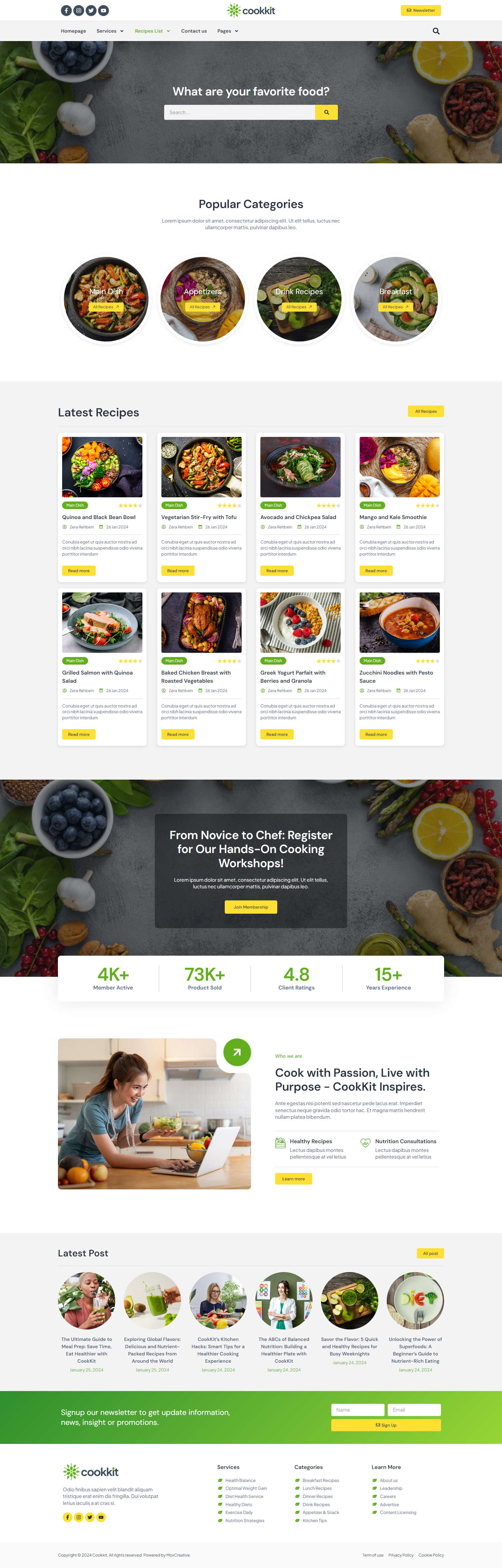 Cookkit - Food Recipe & Nutrition Service Elementor Pro Template Kit by ...