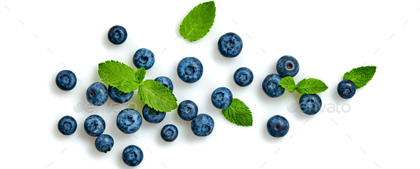 Blueberry flying levitation, minimal isolated on white background ...
