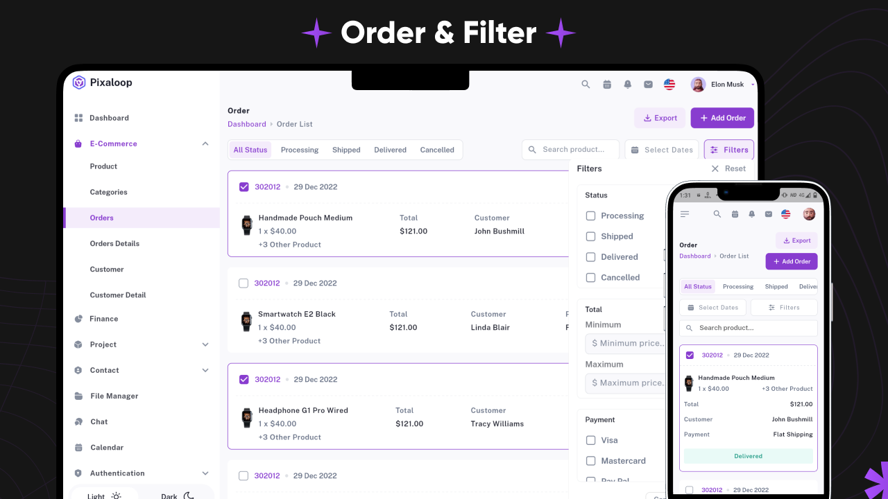 Pixeloop - Multipurpose Admin Dashboard Template | Flutter Responsive Admin Panel | Web App UI ...