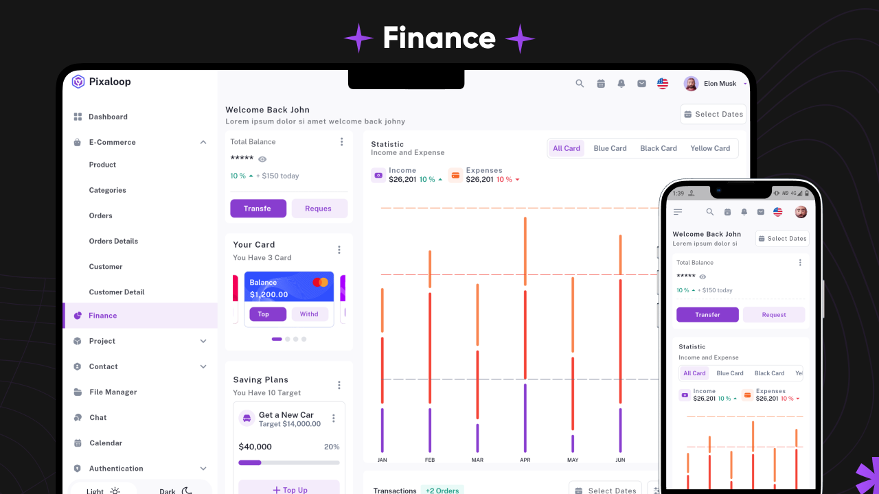 Pixeloop - Multipurpose Admin Dashboard Template | Flutter Responsive Admin Panel | Web App UI ...