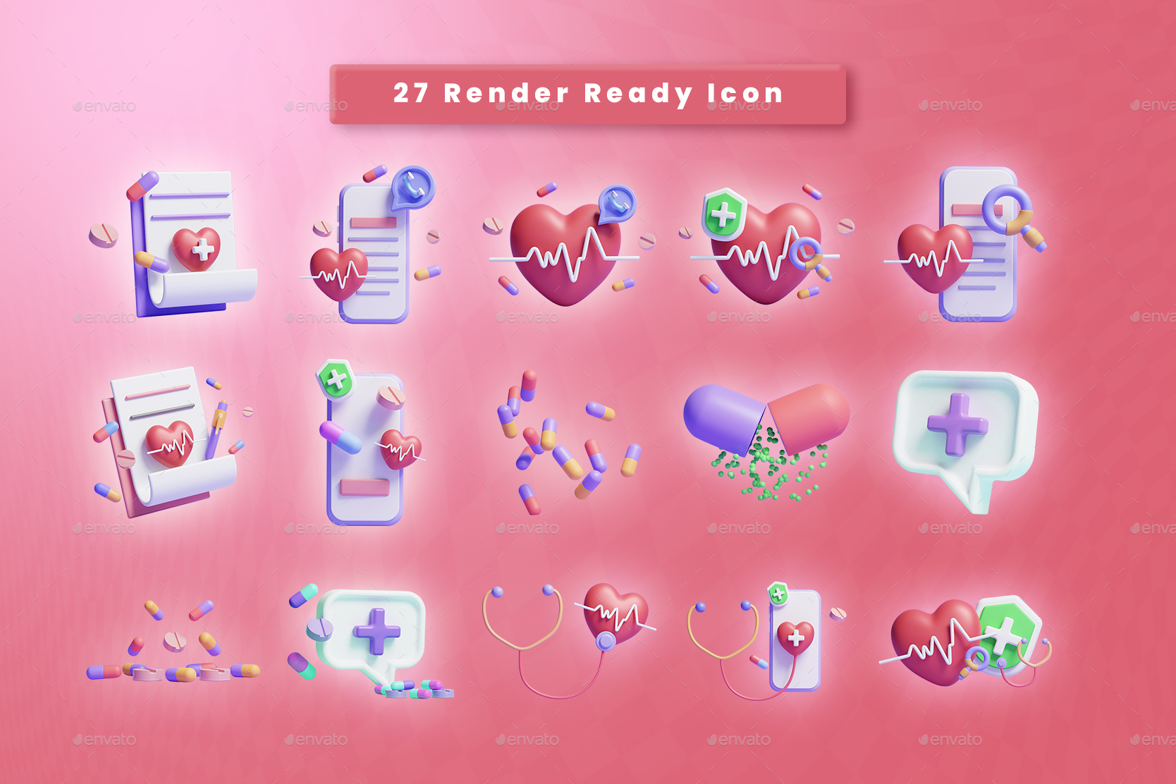 Medical Sign 3d Illustration Icon Pack, Graphics | GraphicRiver