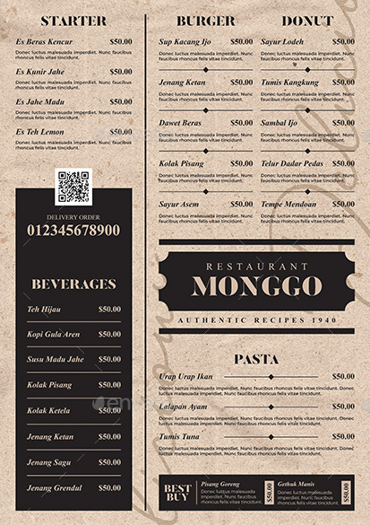 Cardboard Food Menu, Print Templates | GraphicRiver