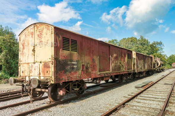 old rusted train at trainstation hombourg Stock Photo by Chris_Willemsen