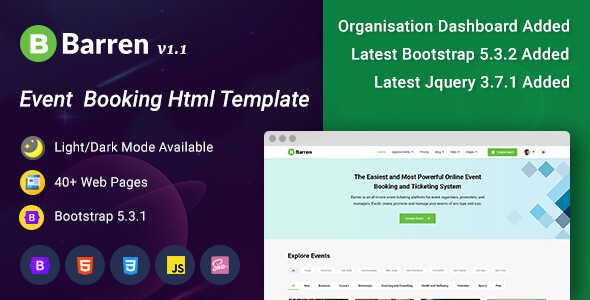Barren - Event Booking Html Template by Gambolthemes | ThemeForest