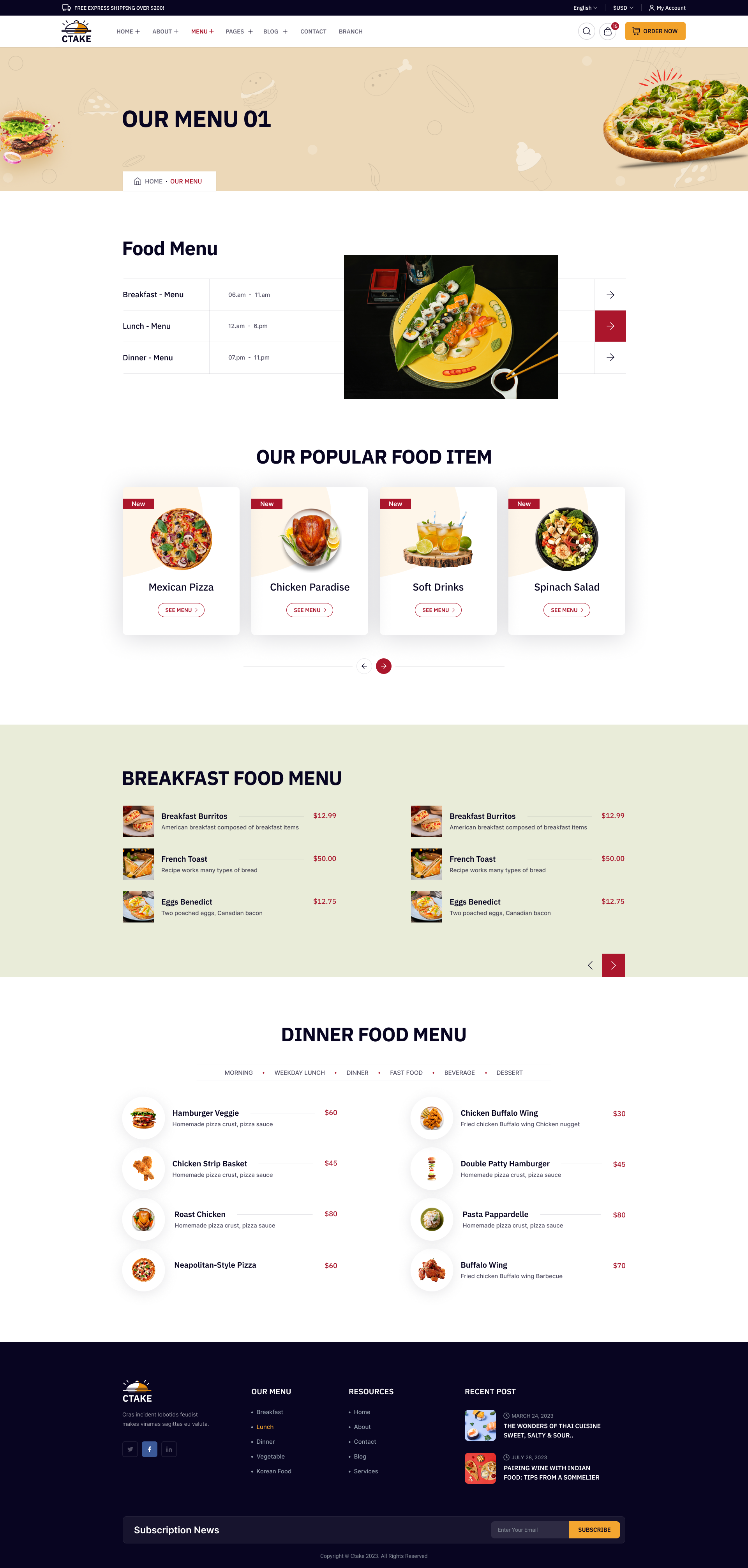 CTAKE - Food And Restaurant Figma Template by NarzoTech | ThemeForest