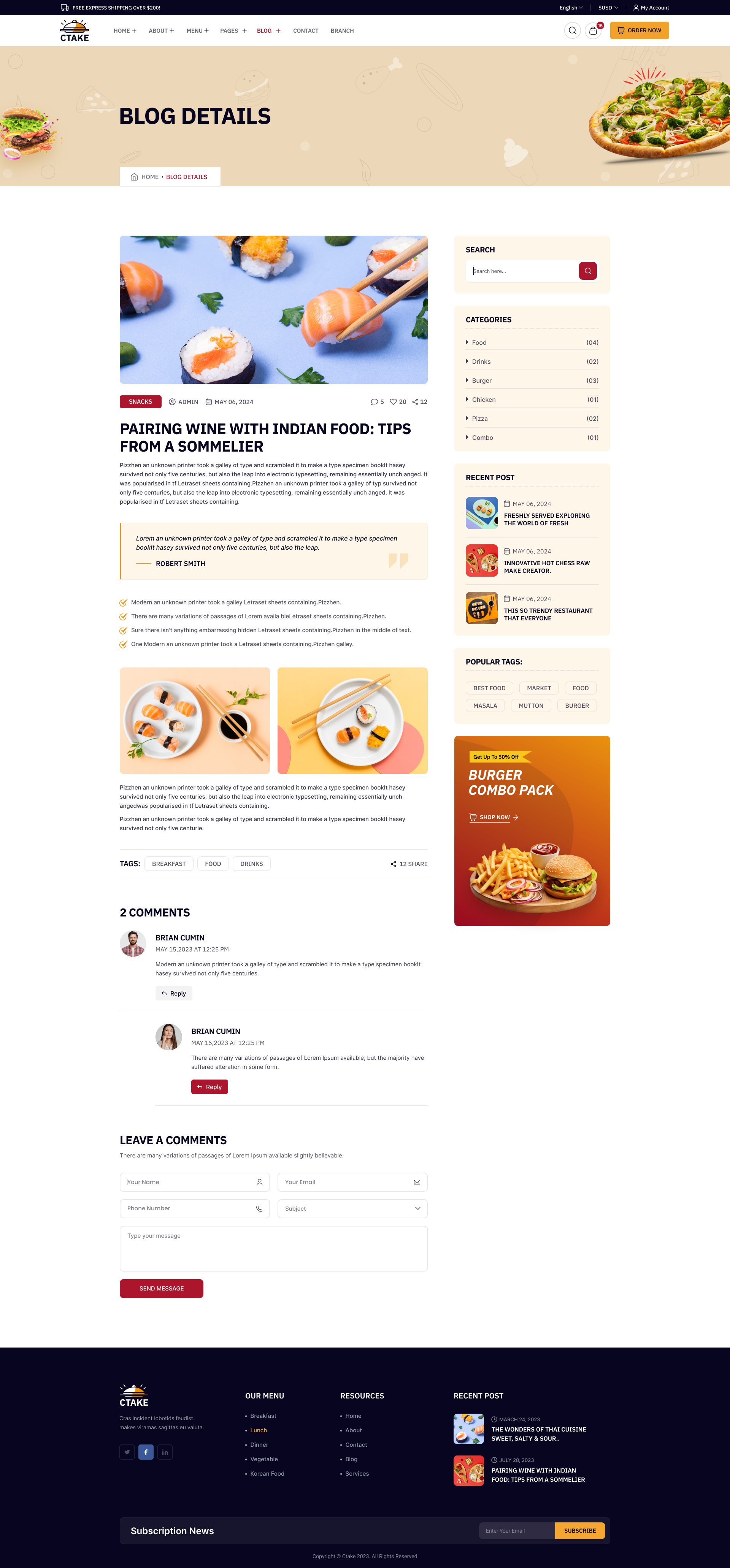 CTAKE - Food And Restaurant Figma Template by NarzoTech | ThemeForest
