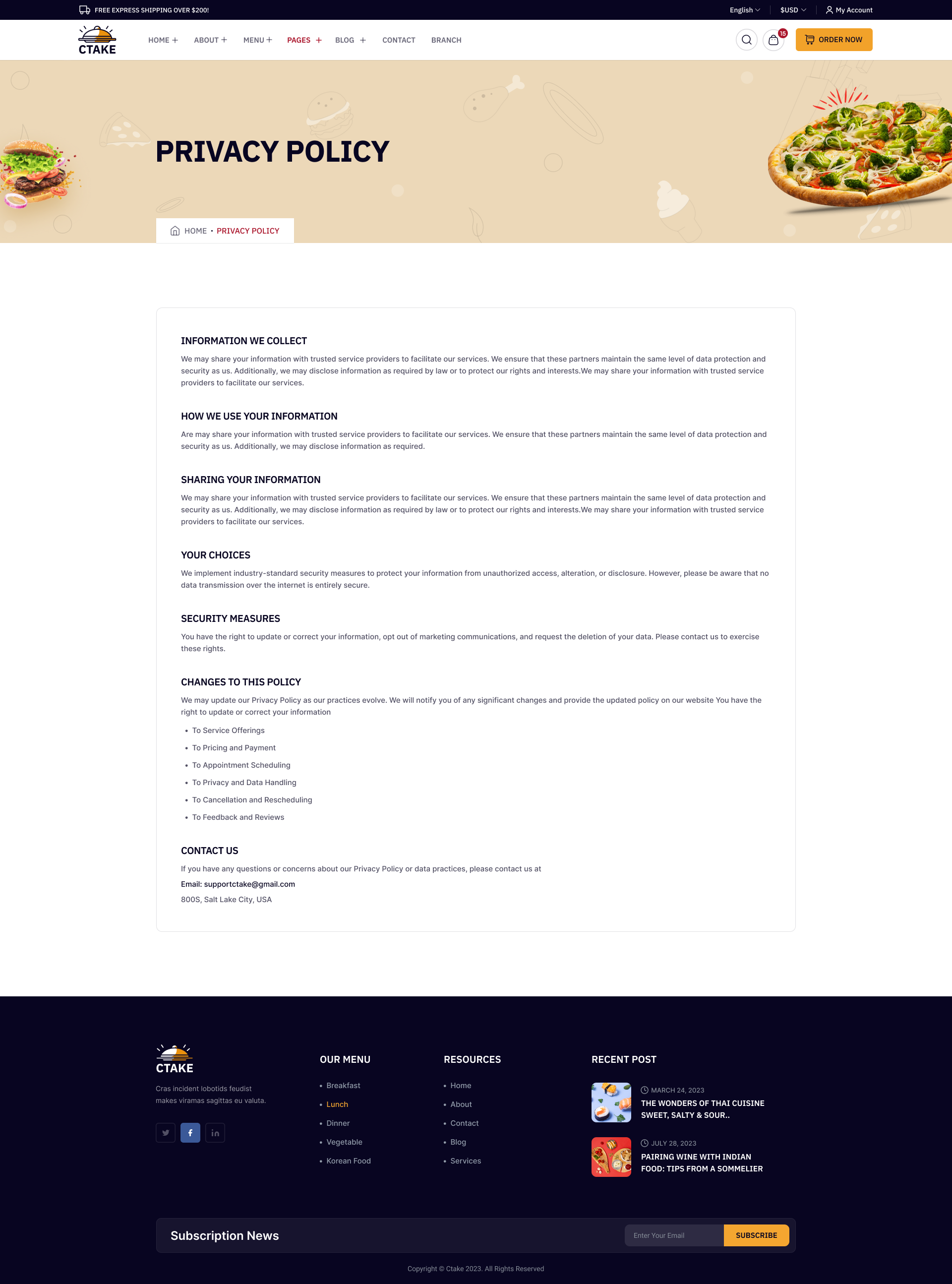 CTAKE - Food And Restaurant Figma Template by NarzoTech | ThemeForest
