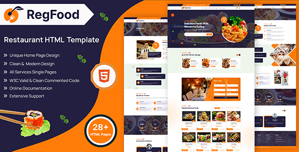 RegFood - Restaurant Food Ordering System HTML Template by ThemeFax